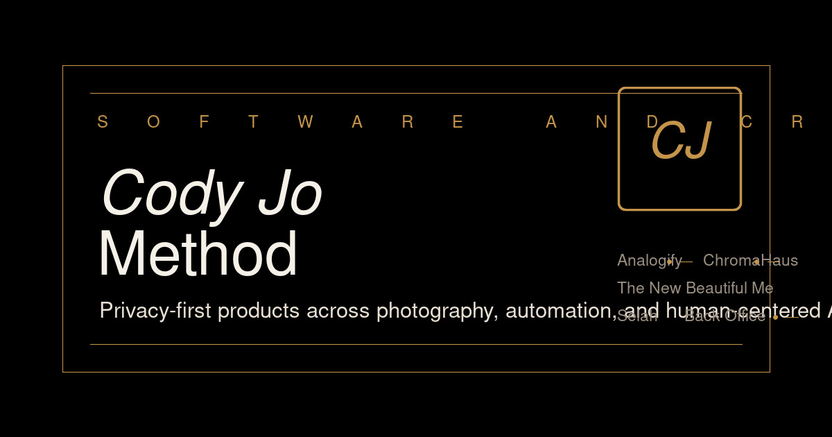Cody Jo Method | Operator-Built Software and Selective Collaborations